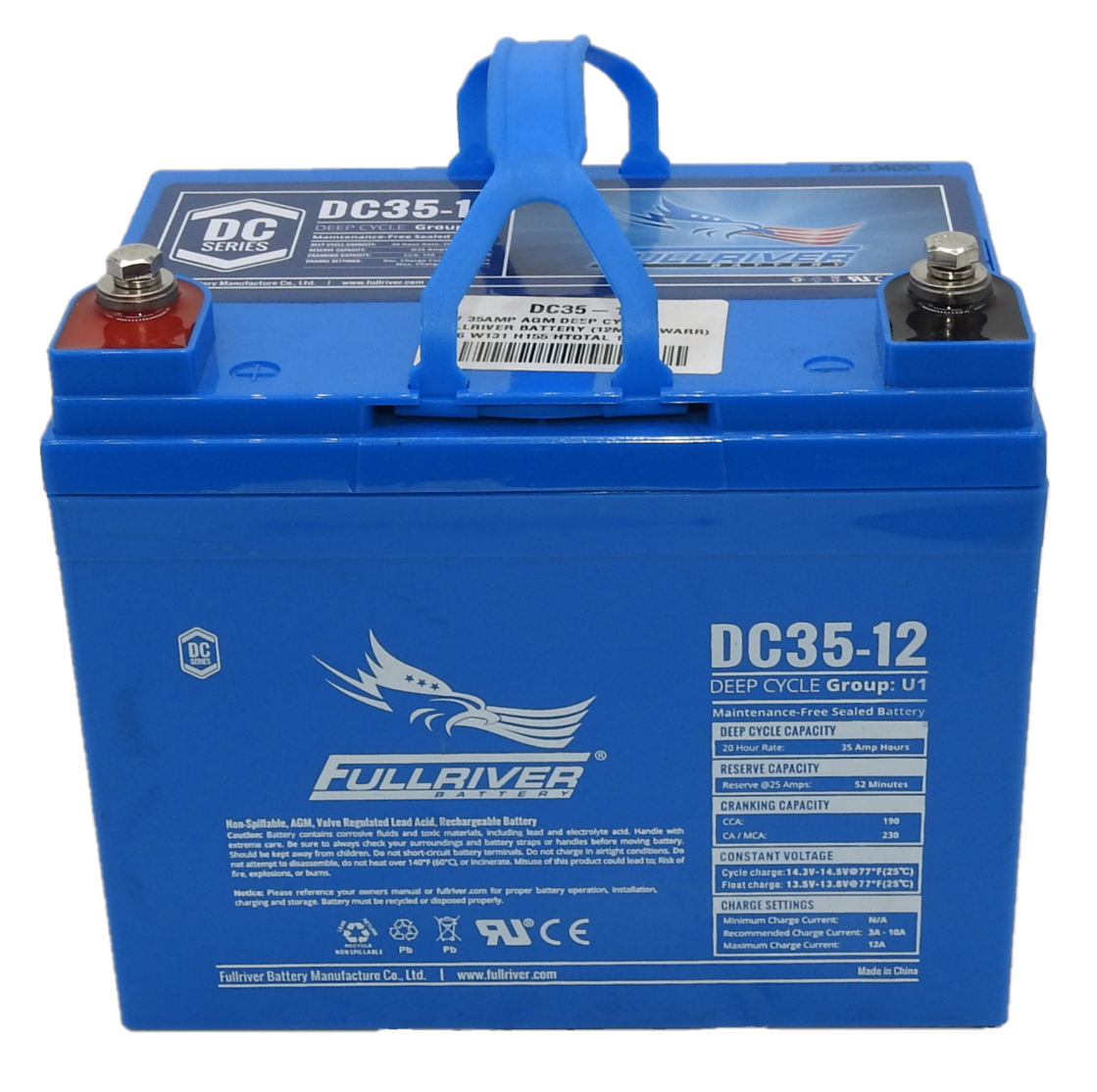 DC35-12 DC35-12 - 12VOLT 35AH PREMIUM FULLRIVER AGM DEEP CYCLE BATTERY - LHP - A1 Batterypro ...