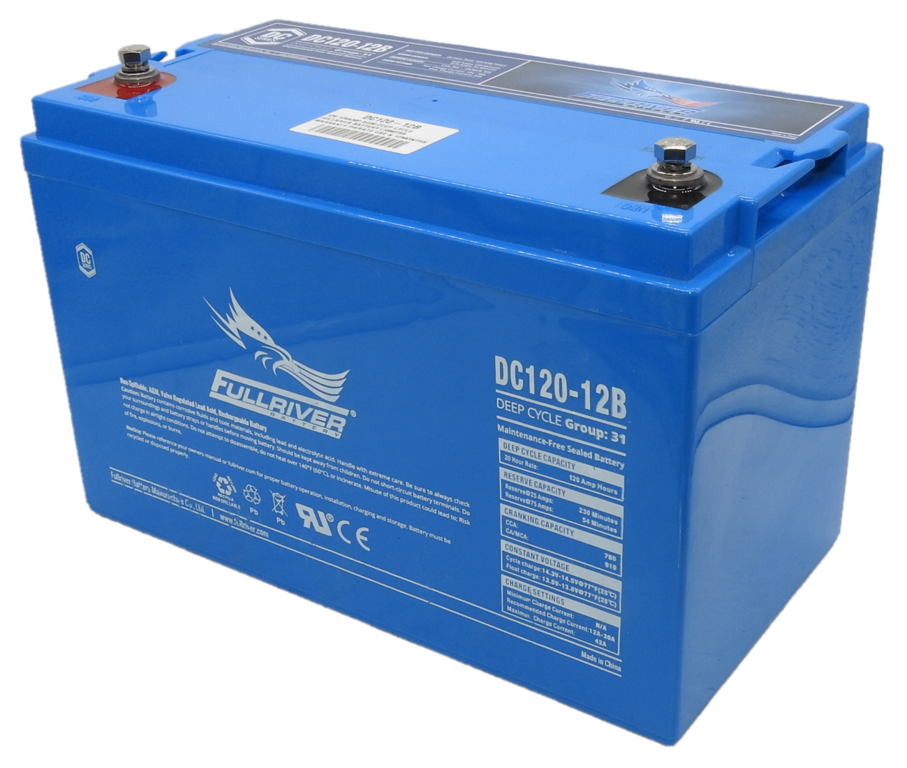 DC120-12B DC120-12B - 12VOLT 120AH PREMIUM FULLRIVER AGM DEEP CYCLE ...