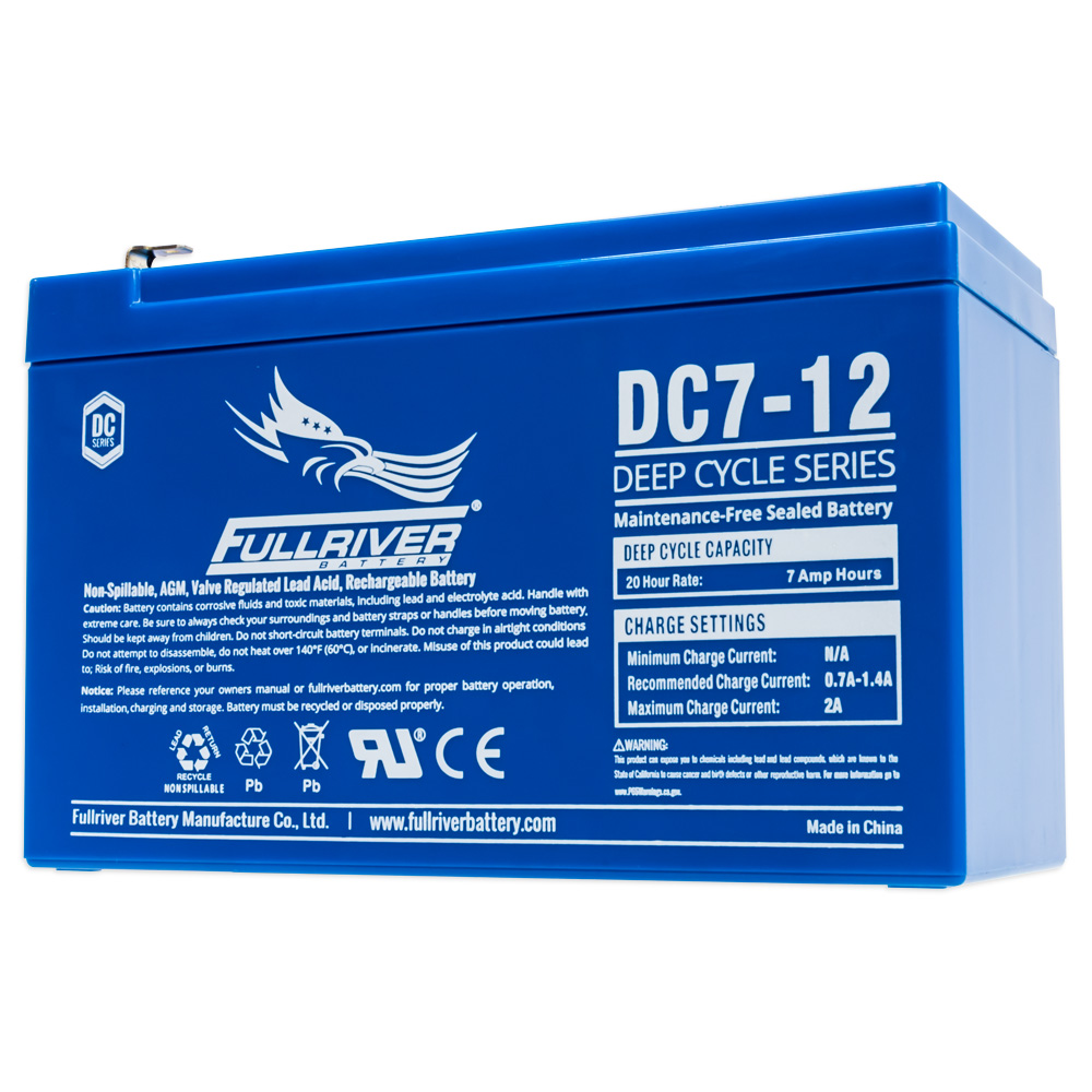 DC7-12 DC7-12 - 12VOLT 7AH PREMIUM FULLRIVER AGM DEEP CYCLE BATTERY ...