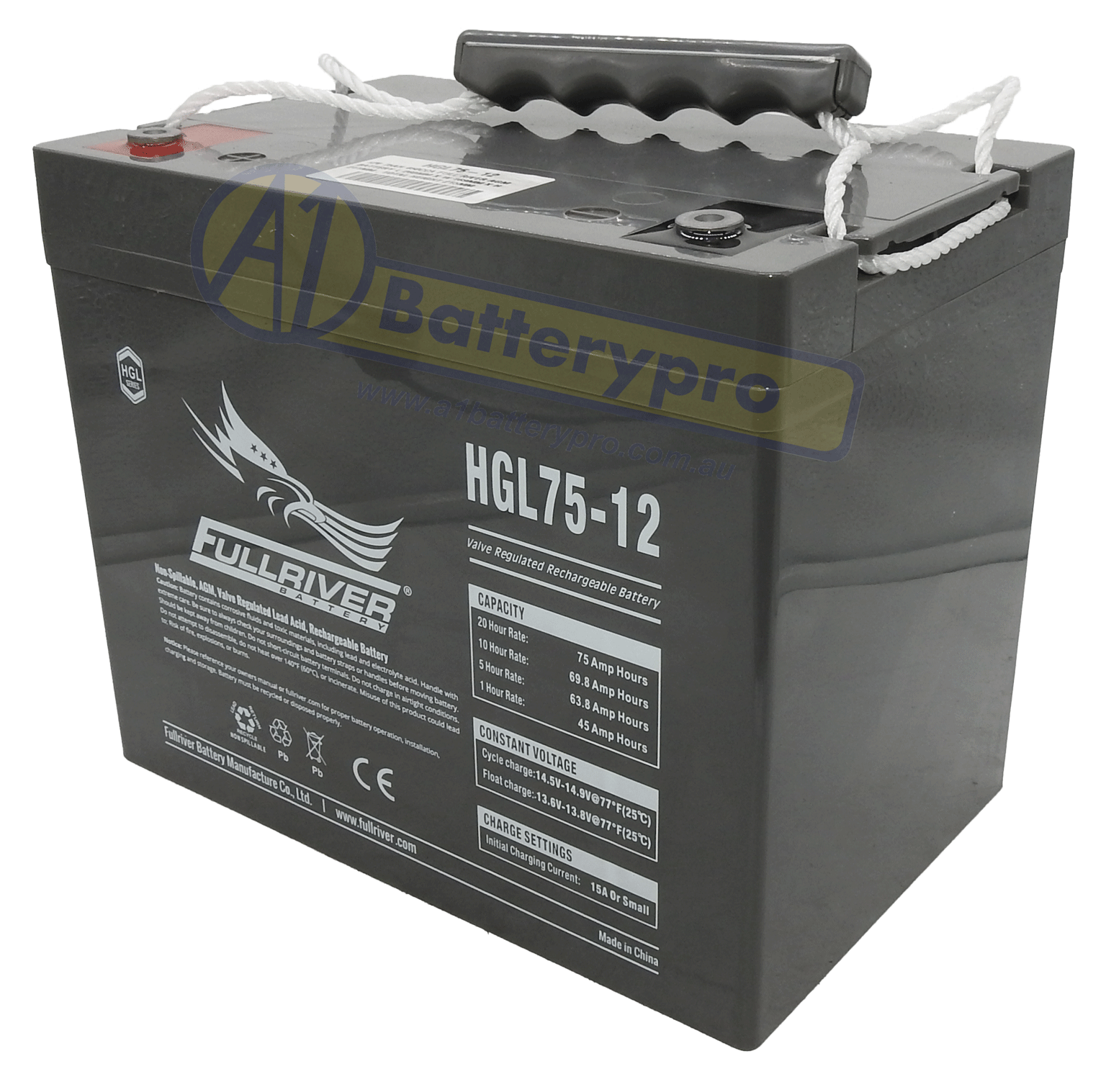 HGL75-12 HGL75-12 - 12VOLT 75AH 450CCA FULLRIVER AGM BATTERY ...