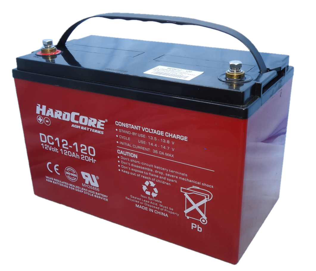 HCDC12-120 DC12-120 - 12VOLT 120AH AGM DEEP CYCLE HARDCORE BATTERY - LHP - A1 Batterypro ...