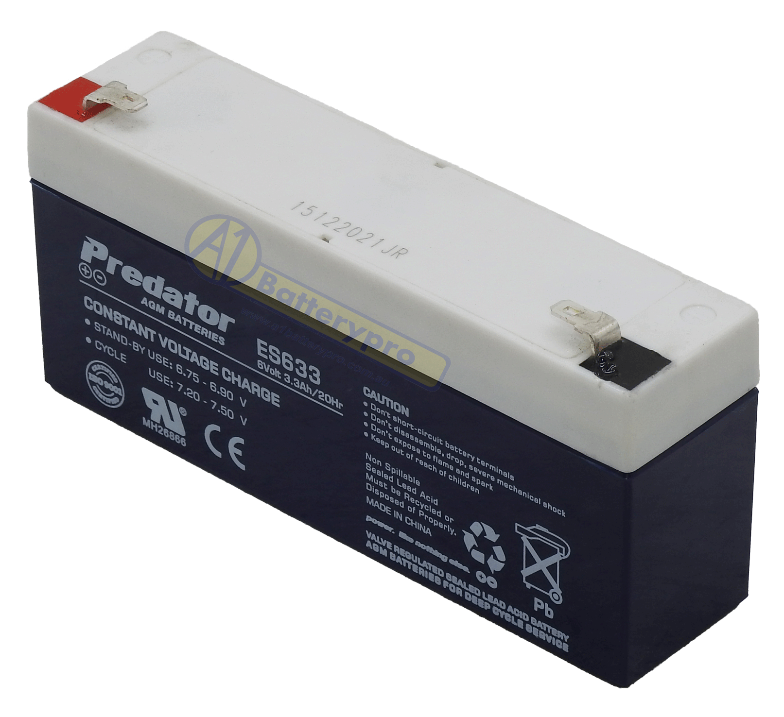 ES633 ES633 - 6VOLT 3.3AH PREDATOR SEALED LEAD ACID BATTERY - A1 ...