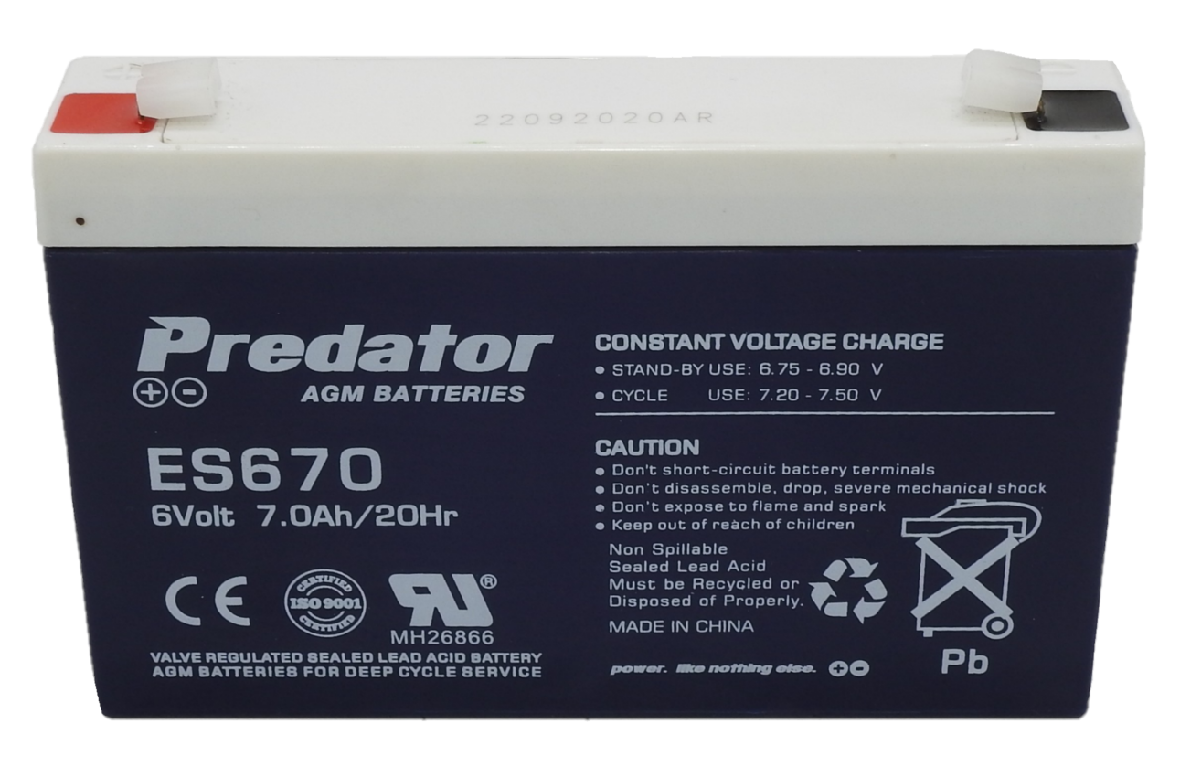 ES670 ES670 - 6VOLT 7AH PREDATOR SEALED LEAD ACID BATTERY - A1 ...