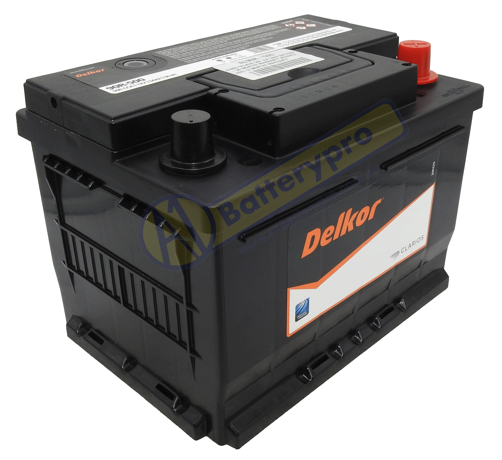 AL90R-500 90R-500 - 12VOLT 500CCA 54AH DELKOR HEAVY DUTY CALCIUM MAINTENANCE FREE BATTERY - RHP ...