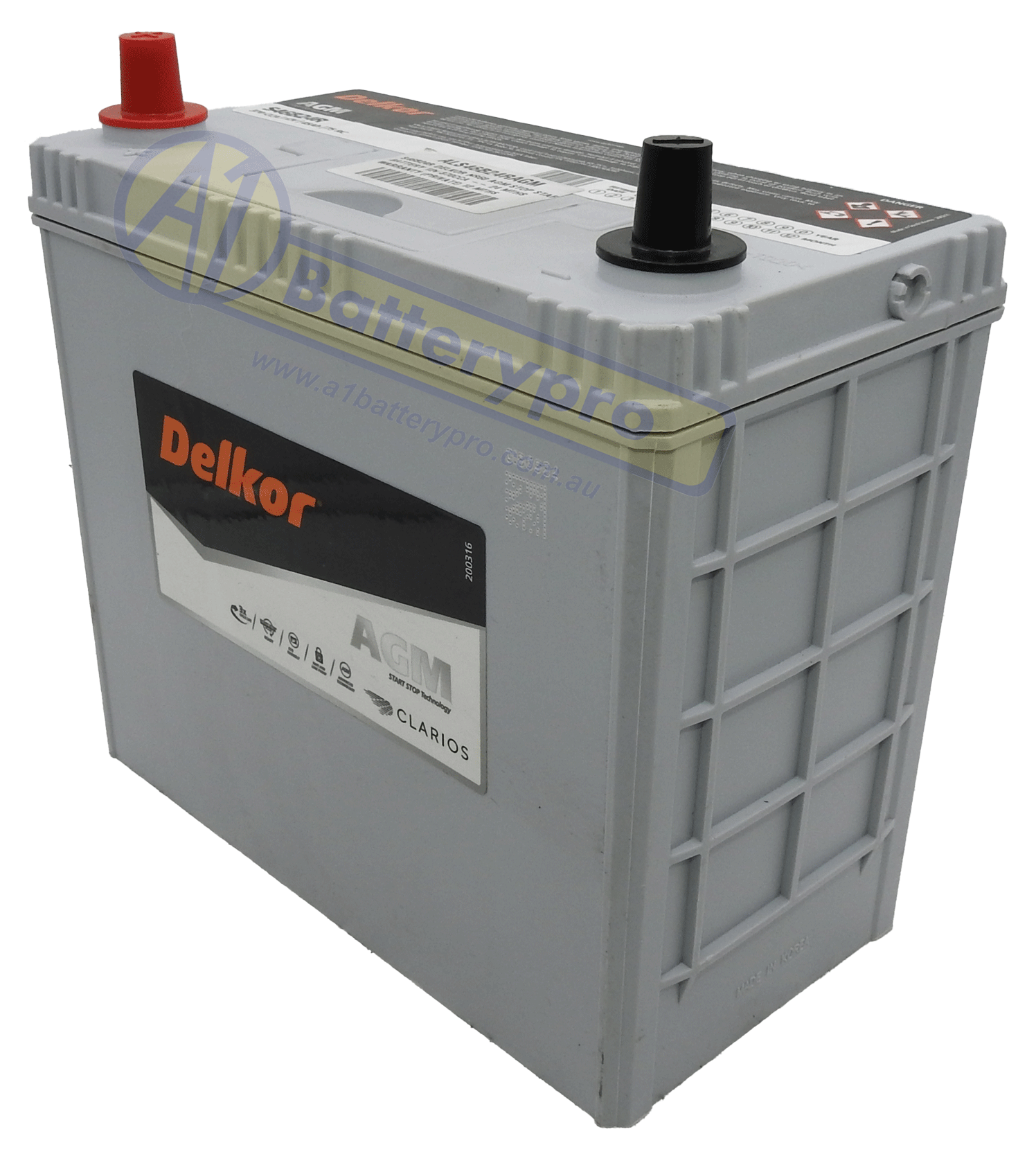 ALS46B24RAGM S46B24R - 12VOLT 370CCA 45AH DELKOR HEAVY DUTY AGM STOP ...