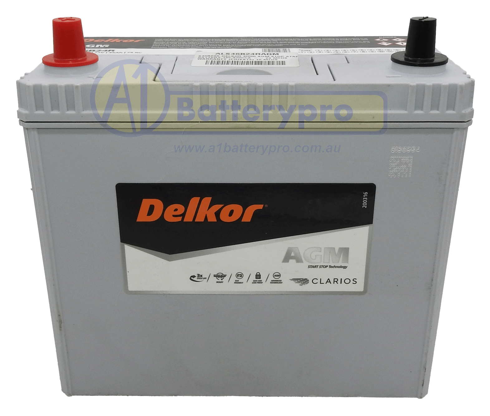 ALS46B24RAGM S46B24R - 12VOLT 370CCA 45AH DELKOR HEAVY DUTY AGM STOP ...