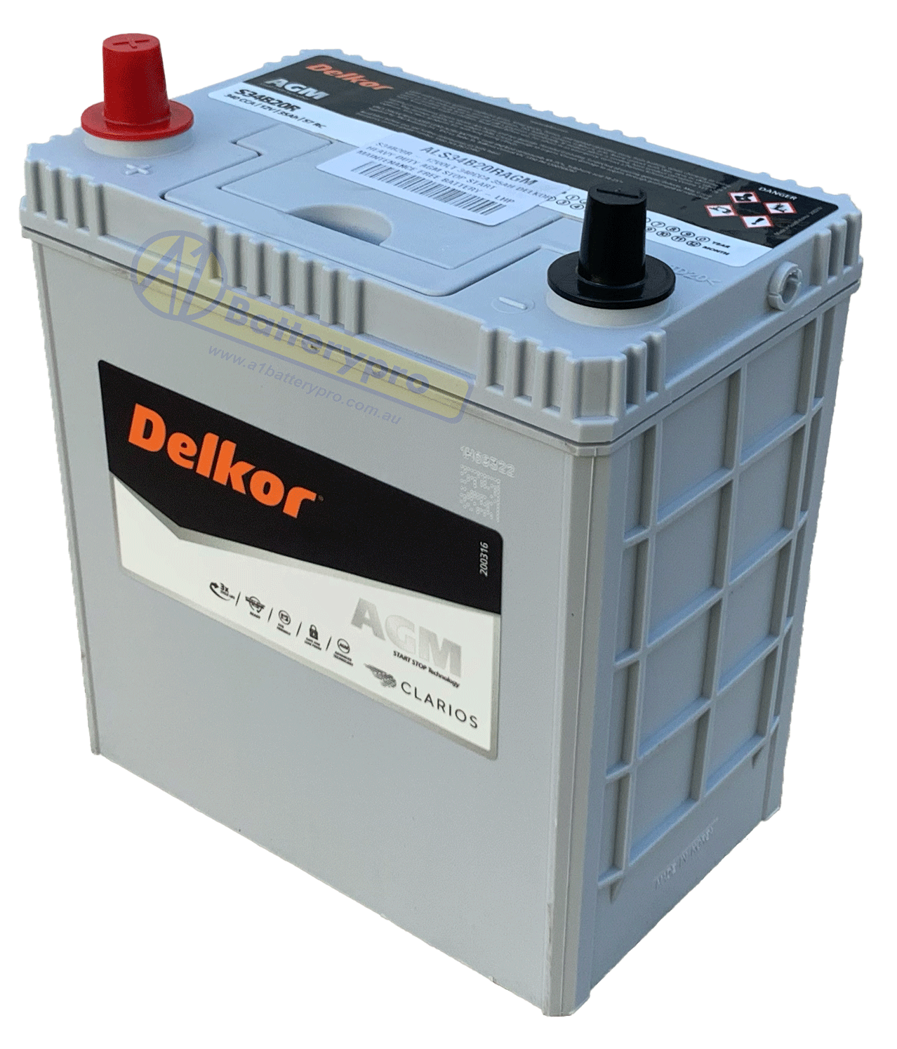 ALS34B20RAGM S34B20R - 12VOLT 340CCA 35AH DELKOR HEAVY DUTY AGM STOP START MAINTENANCE FREE ...