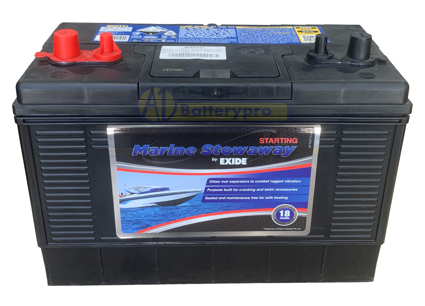 MSST31 MSST31 - 12VOLT 830CCA 100AH EXIDE MARINE STARTING MAINTENANCE ...