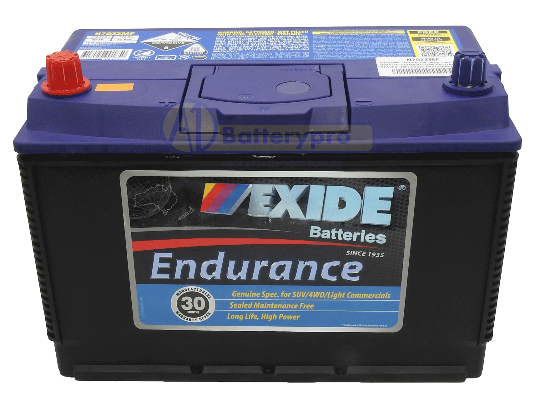 N70ZZMF N70ZZMF - 12VOLT 750CCA 90AH EXIDE ENDURANCE CALCIUM ...