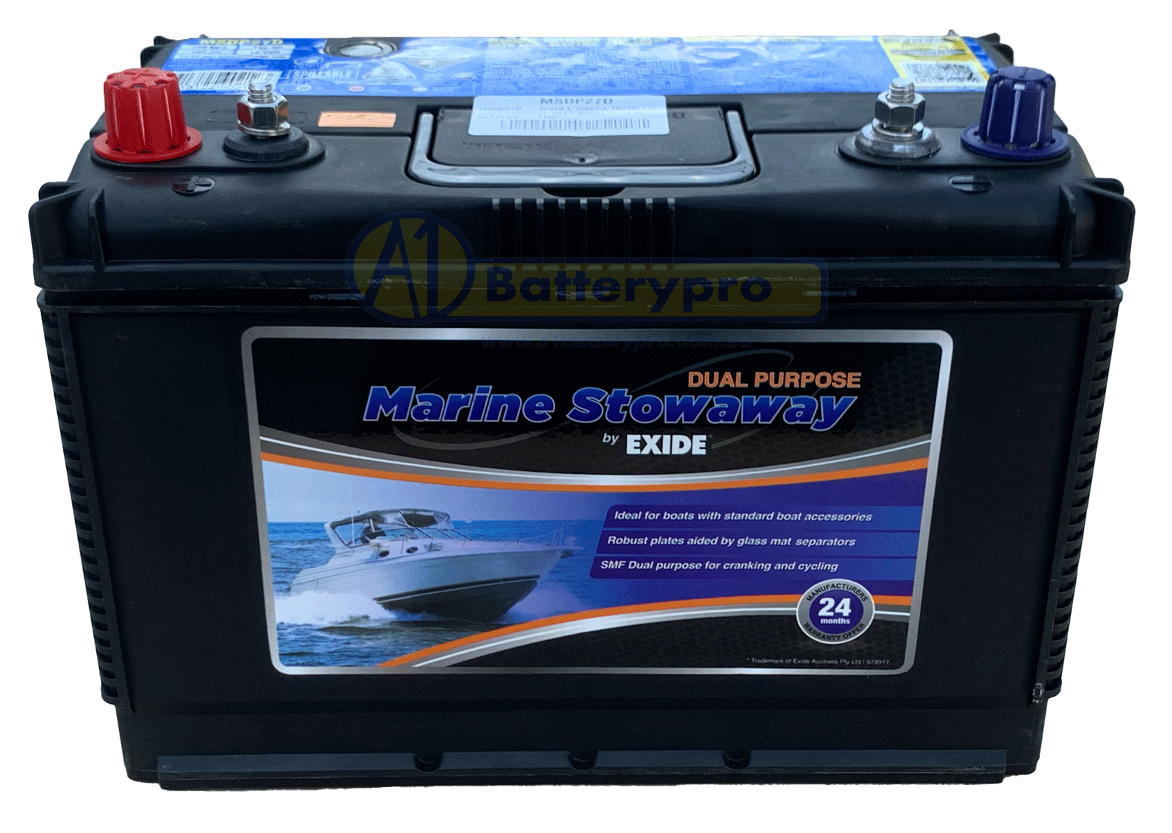 MSDP27D MSDP27D - 12VOLT 750CCA 105AH EXIDE DUAL PURPOSE DEEP CYCLE/MARINE BATTERY - LHP - A1 ...