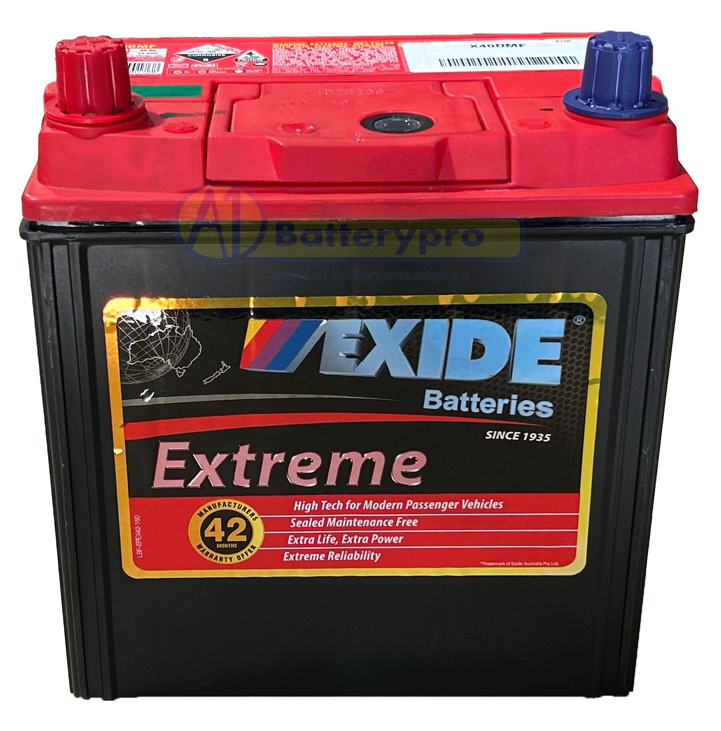 X40DMF NS40ZAMF - 12VOLT 400CCA 44AH EXIDE EXTRA MF BATTERY - LHP (X40D ...