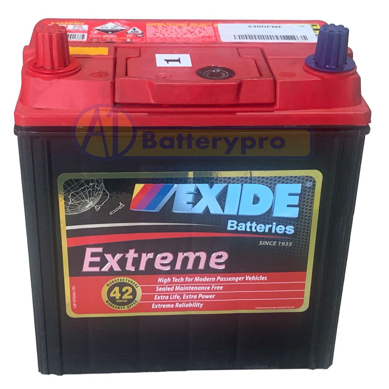 X40DPMF NS40 - 12VOLT 400CCA 44AH EXIDE EXTRA MAINTENANCE FREE BATTERY ...