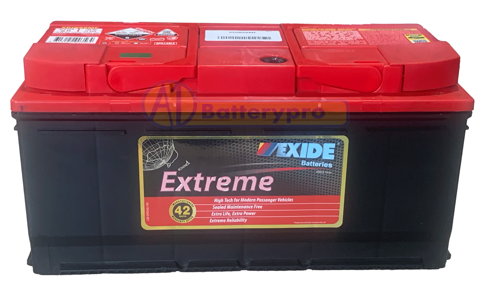 XDIN88MF DIN88MF - 12VOLT 810CCA 90AH EXIDE EXTREME MAINTENANCE FREE BATTERY - RHP - A1 ...