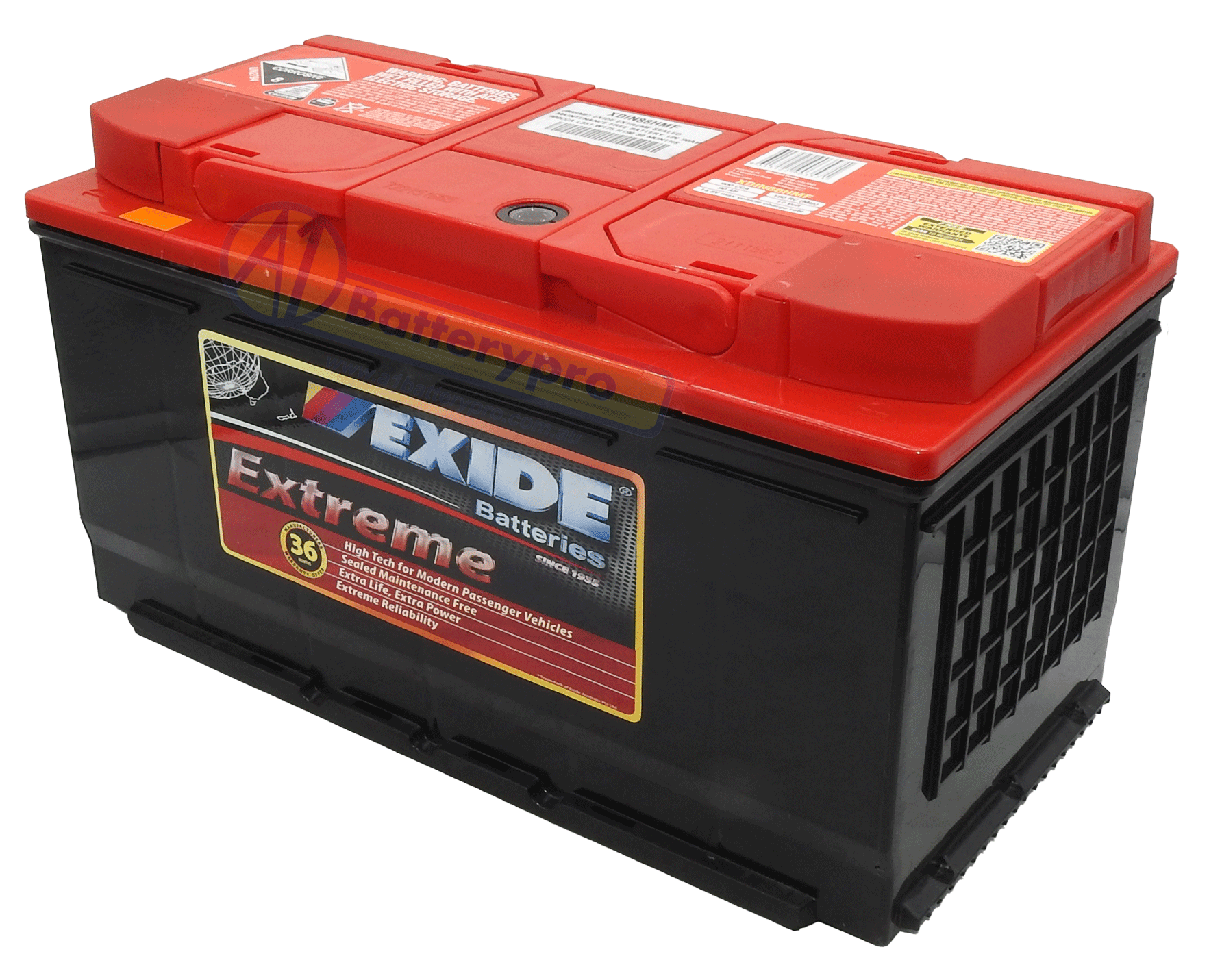 XDIN88HMF 88HMF - 12VOLT 900CCA 90AH EXIDE EXTREME MAINTENANCE FREE BATTERY - RHP - A1 ...