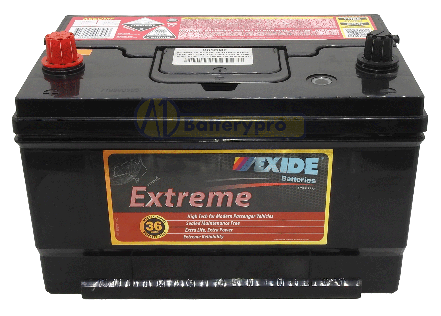 X65DMF 65DMF - 12VOLT 780CCA 75AH EXIDE MAINTENANCE FREE BATTERY - LHP ...