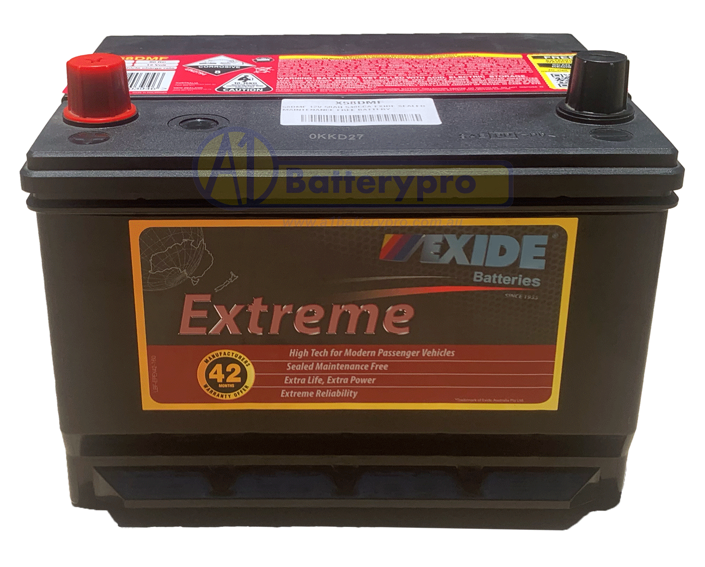 X58DMF 58DMF - 12VOLT 50AH 540CCA EXIDE SEALED MAINTENANCE FREE BATTERY ...