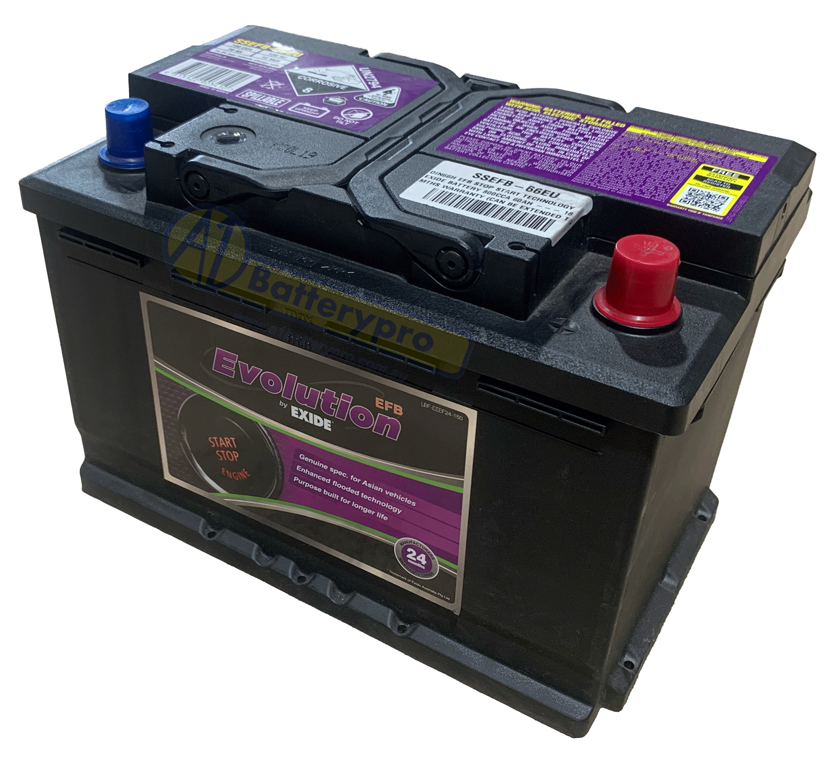 SSEFB-66EU SSEFB-66EU - 12VOLT 800CCA 60AH EXIDE EFB STOP START ...