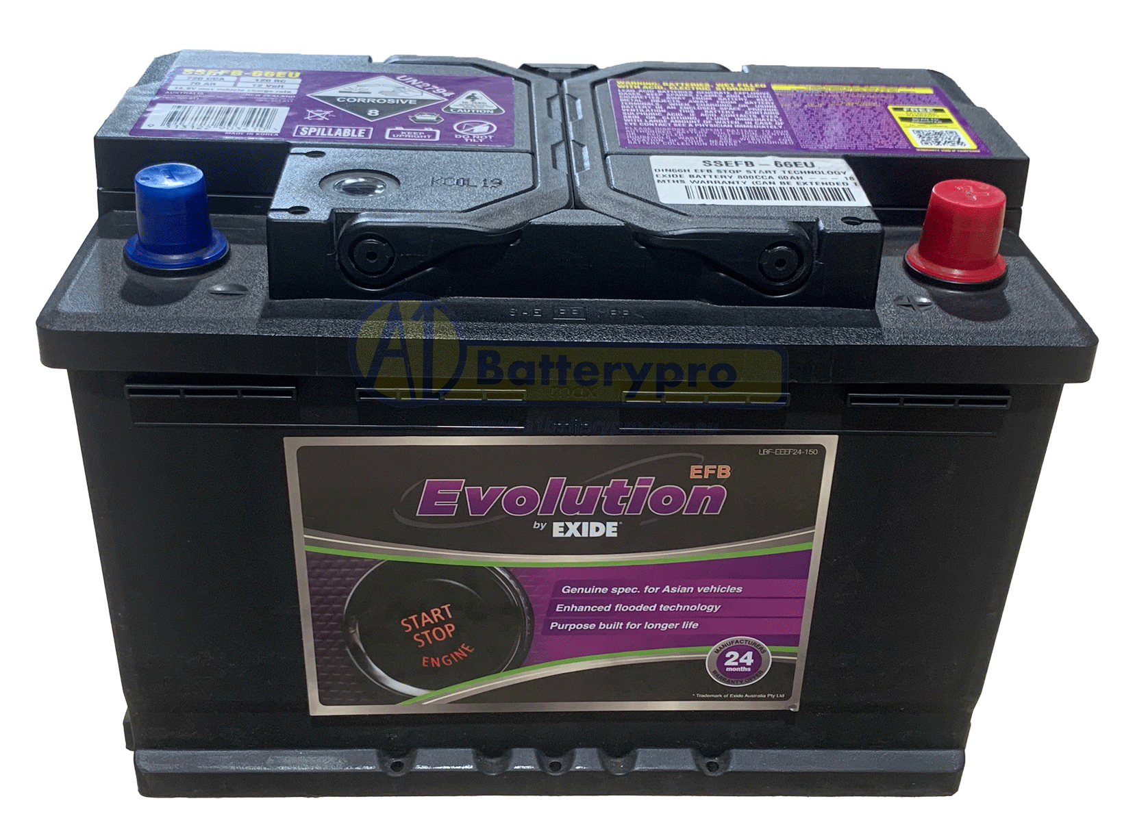 SSEFB-66EU SSEFB-66EU - 12VOLT 800CCA 60AH EXIDE EFB STOP START ...