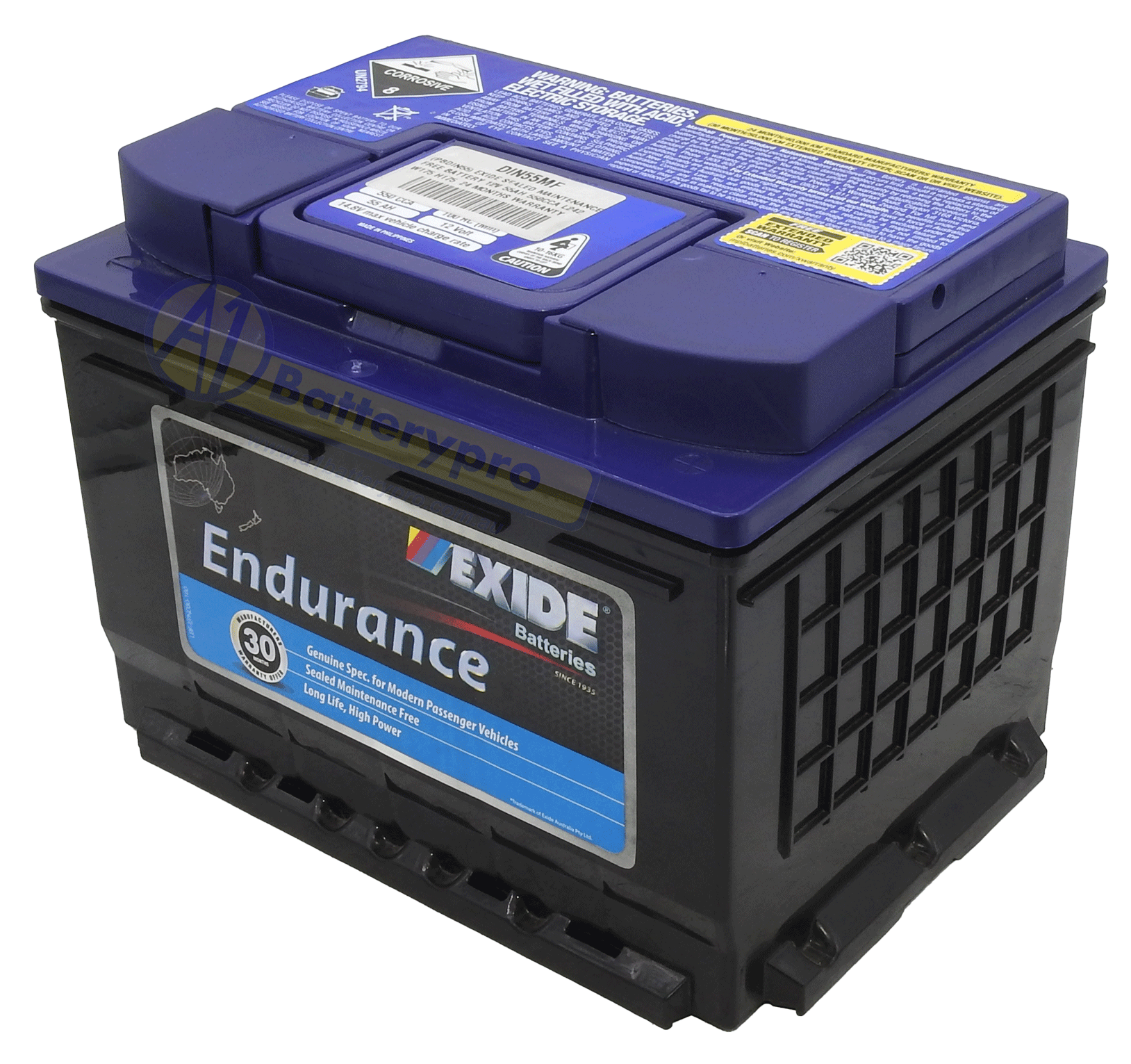 DIN55MF DIN55MF - 12VOLT 550CCA 55AH EXIDE SEALED MAINTENANCE FREE ...