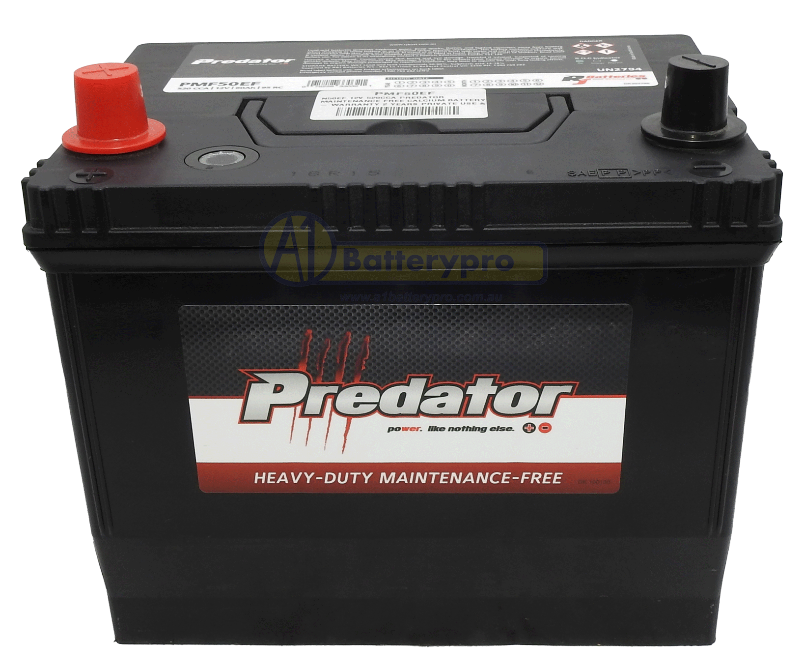 PMF50EF N50EF - 12VOLT 520CCA PREDATOR MAINTENANCE FREE CALCIUM BATTERY ...