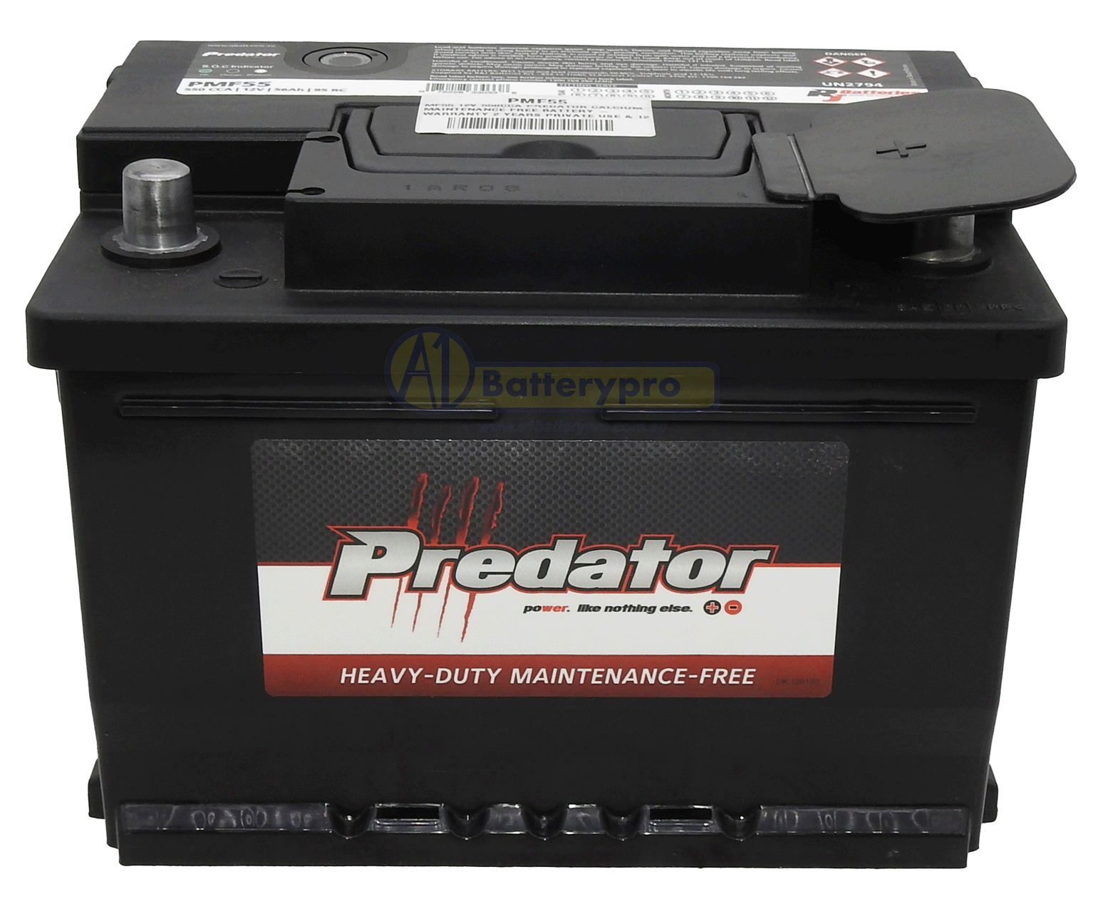 PMF55 MF55 - 12VOLT 550CCA PREDATOR CALCIUM MAINTENANCE FREE BATTERY ...