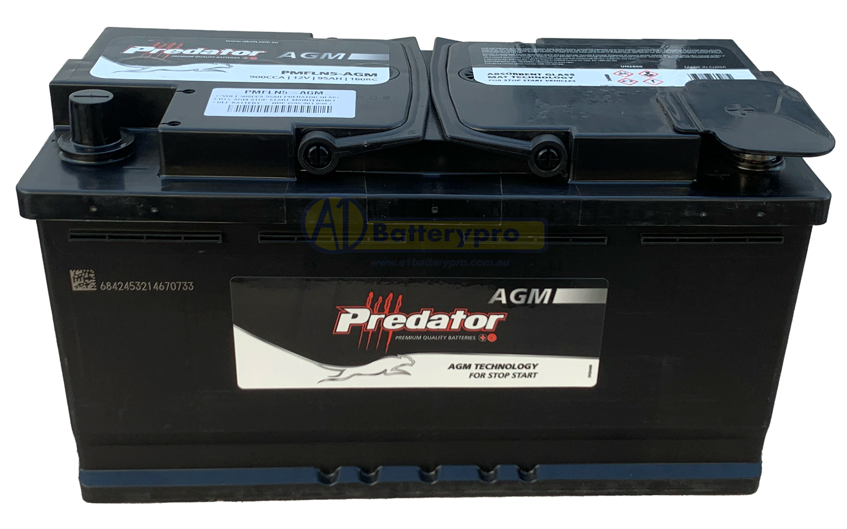 PMFLN5-AGM LN5-AGM 12VOLT 900CCA 95AH PREDATOR HEAVY DUTY AGM STOP START MAINTENANCE FREE ...
