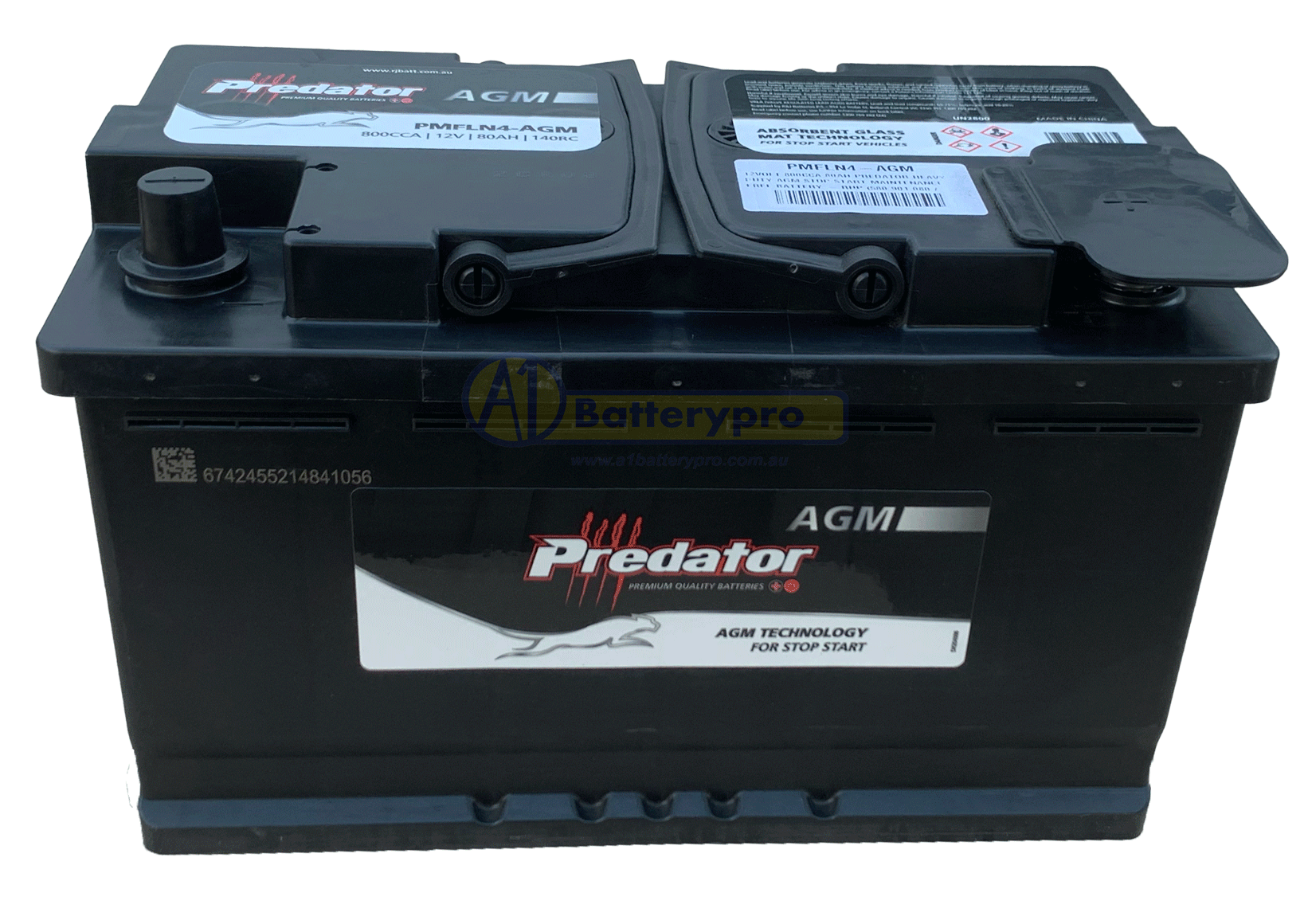PMFLN4-AGM LN4-AGM 12VOLT 800CCA 80AH PREDATOR HEAVY DUTY AGM STOP START MAINTENANCE FREE ...