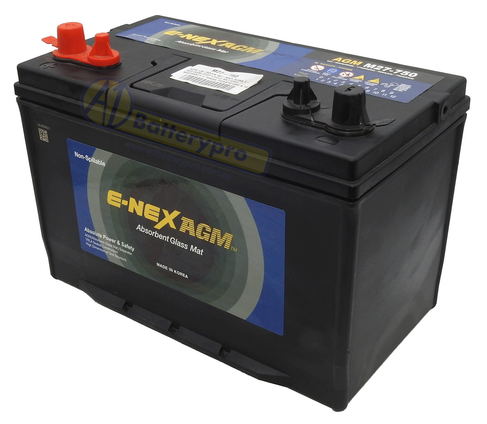 M27-750 AGM 12V 750CCA M27 90AH KOBA E-NEX AGM CRANKING/DEEP CYCLE BATTERY - LHP - A1 Batterypro ...
