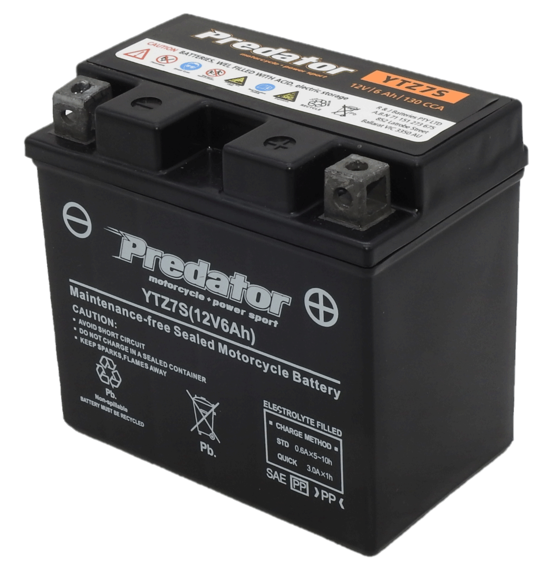 PYTZ7S YTZ7S - 12VOLT 6AH PREDATOR MOTORCYCLE AGM BATTERY - RHP - A1 ...