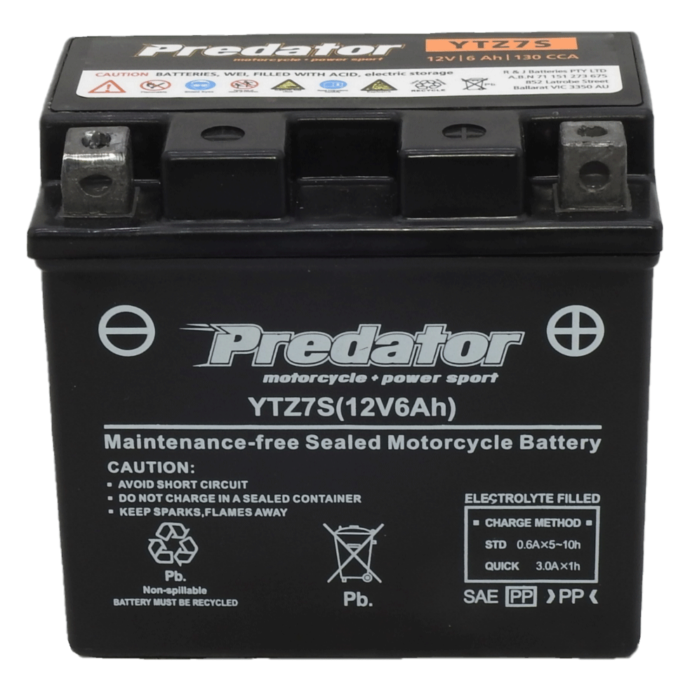 PYTZ7S YTZ7S - 12VOLT 6AH PREDATOR MOTORCYCLE AGM BATTERY - RHP - A1 ...
