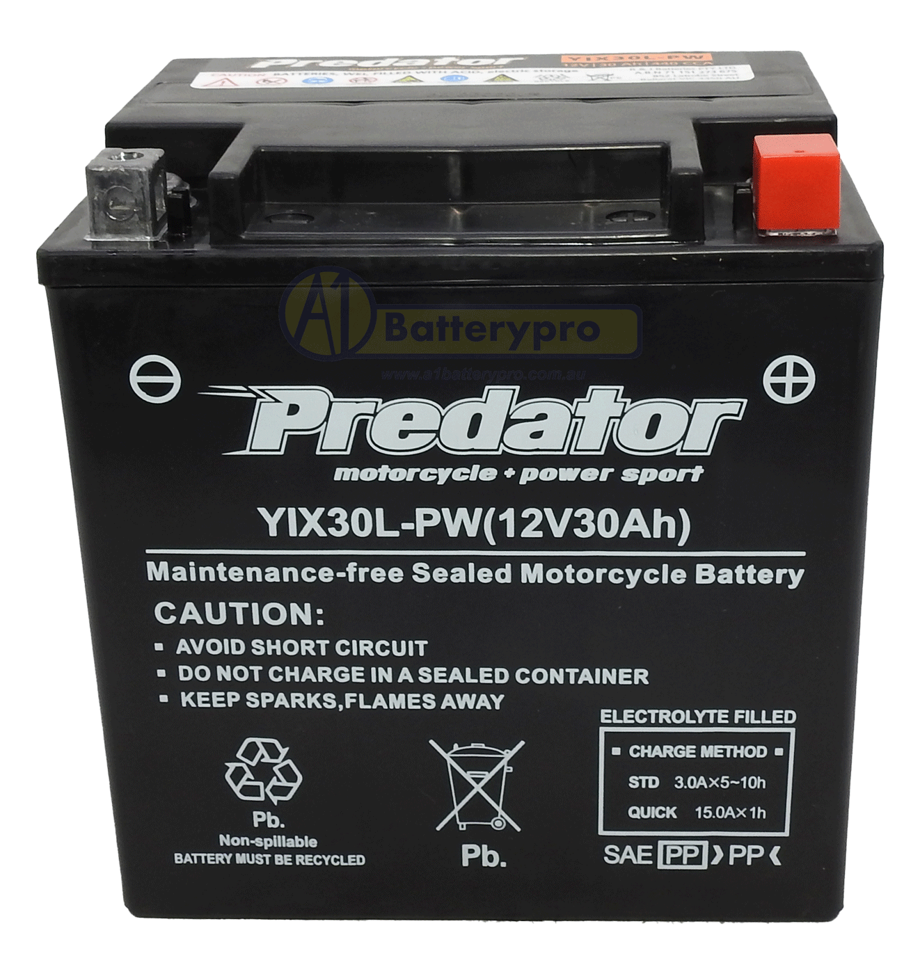 PYIX30L-PW YIX30L-PW - 12VOLT 30AH PREDATOR HEAVY DUTY AGM MOTORCYCLE ...