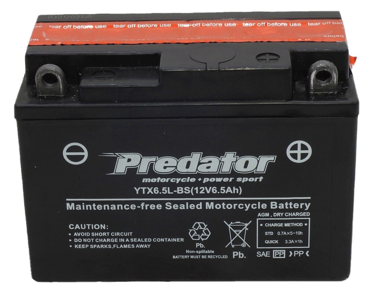 PYTX6.5L-BS YTX6.5L-BS - 12VOLT 6.5AH PREDATOR MOTORCYCLE AGM BATTERY ...