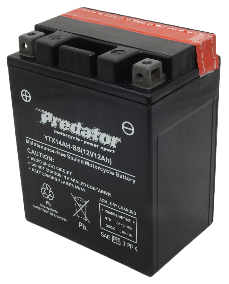 PYTX14AH-BS YTX14AH-BS - 12VOLT 12AH PREDATOR MOTORCYCLE AGM BATTERY ...
