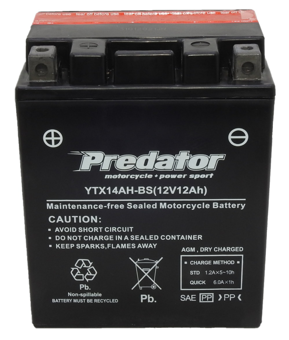 PYTX14AH-BS YTX14AH-BS - 12VOLT 12AH PREDATOR MOTORCYCLE AGM BATTERY ...