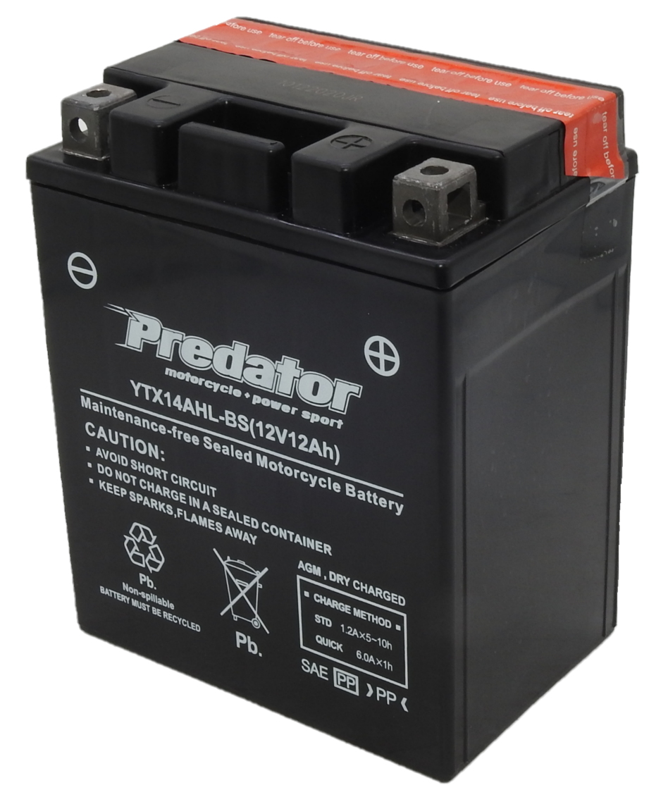PYTX14AHL-BS YTX14AHL-BS - 12VOLT 12AH PREDATOR MOTORCYCLE AGM BATTERY ...