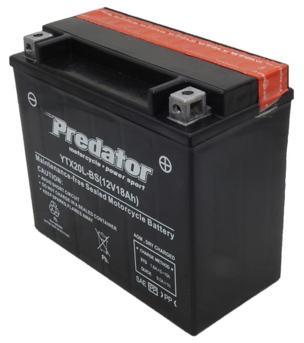 PYTX20L-BS YTX20L-BS - 12VOLT 18AH PREDATOR MOTORCYCLE AGM BATTERY WITH ...