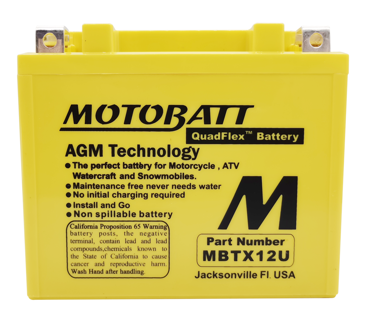 MBTX12U MBTX12U - 12VOLT 210CCA 14AH MOTOBATT AGM QUADFLEX BATTERY WITH ...
