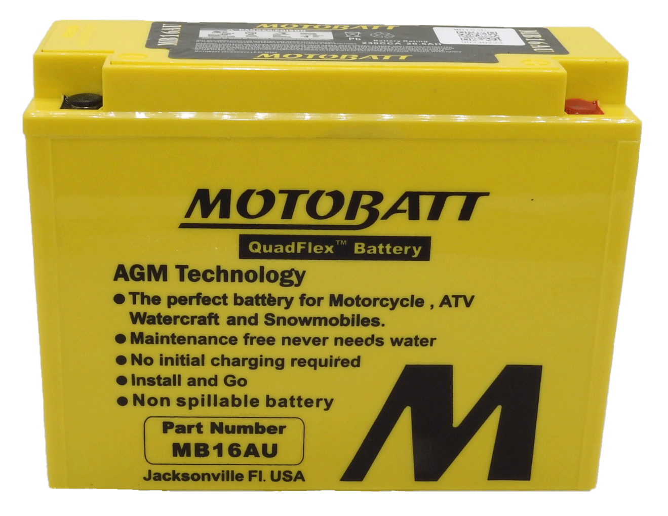 MB16AU MB16AU - 12VOLT 250CCA 20.5AH MOTOBATT AGM QUADFLEX BATTERY ...