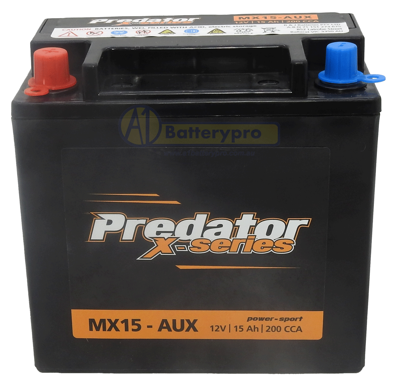 MX15-AUX MX15-AUX - 12VOLT 200CCA 15AH PREDATOR AGM BATTERY - AUXILLARY ...