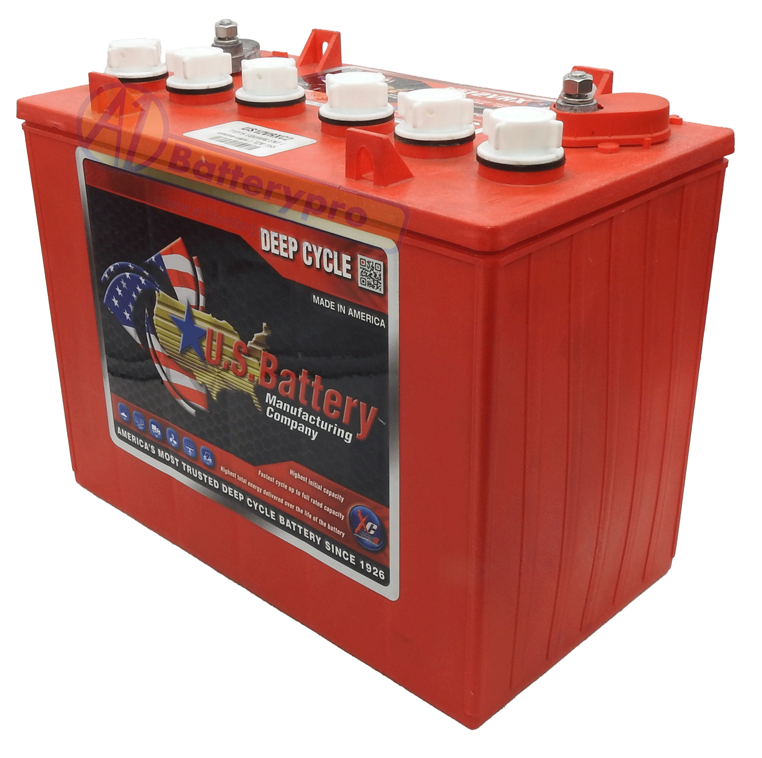 US12VRXC2 12VOLT 155AH US DEEP CYCLE BATTERY - USA MADE - CENTRE CAPS ...