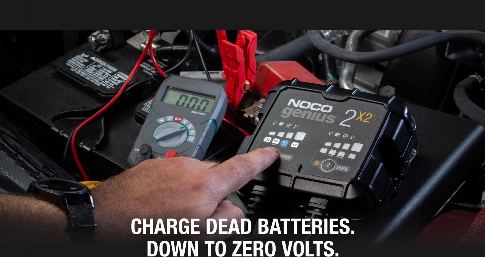 GENIUS2X2 6/12V 4AH (2AH X 2 BANK) NOCO GENIUS 2X2 SMART BATTERY CHARGER - IP60 RATING - A1 ...