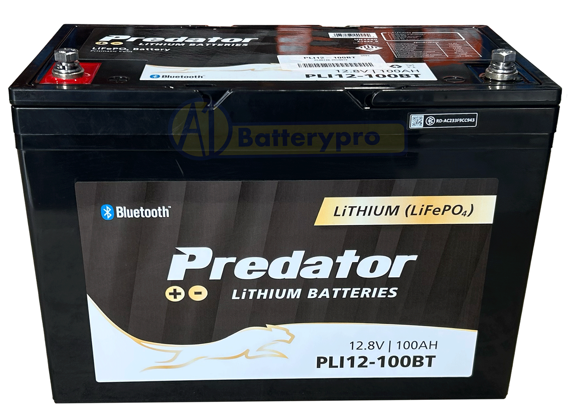 PLI12-100BT 12VOLT 100AH LIFEPO4 PREDATOR BATTERY - 100A BMS OUTPUT ...