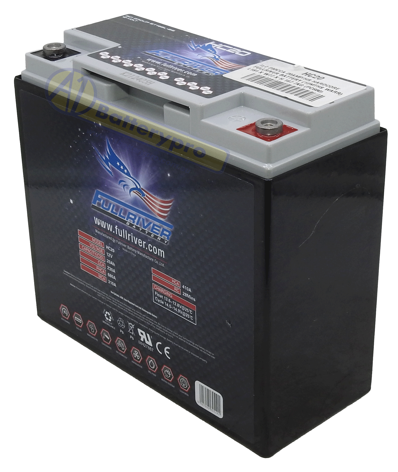 HC20 HC20 - 12VOLT 230CCA 20AMP/HR HARDCORE FULLRIVER BATTERY (PC680 ...
