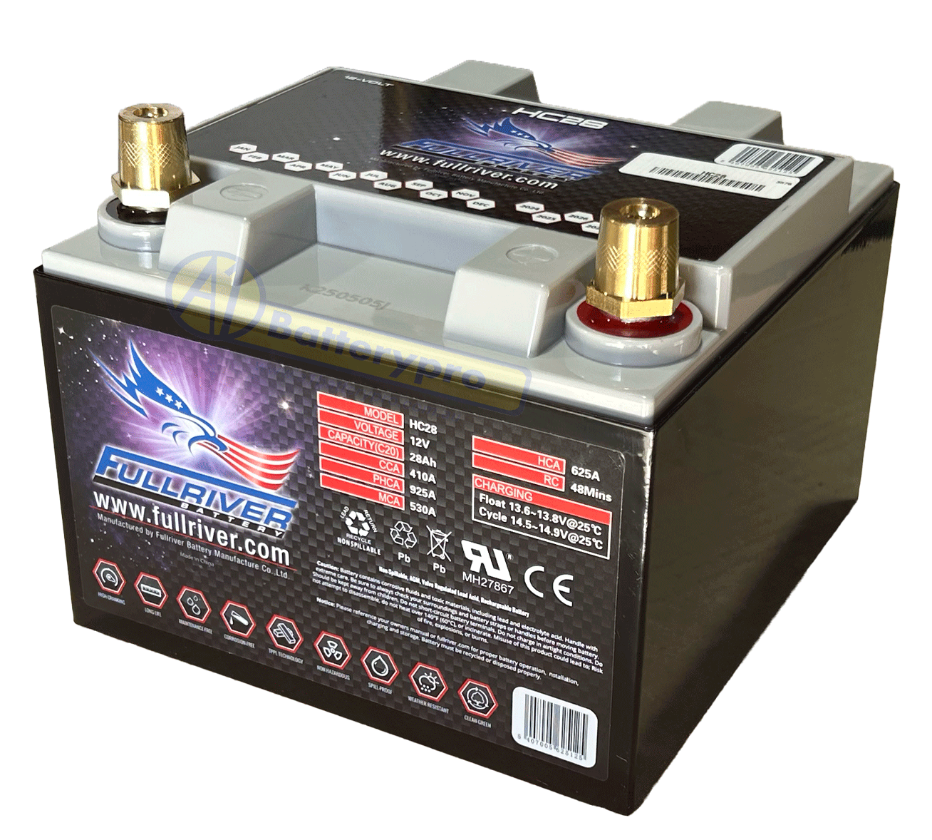 HC28 HC28 - 12VOLT 410CCA 28AMP/HR HARDCORE FULLRIVER BATTERY (PC925 ...